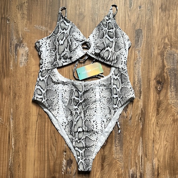 refuge | Swim | Refuge Snake Skin One Piece Cut Out Bathing Suit | Poshmark